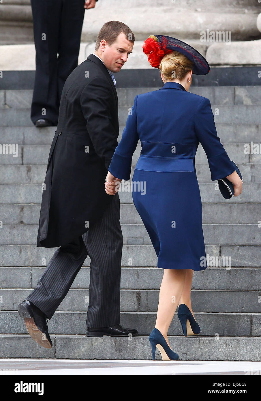 Peter Phillips and his wife Autumn arriving at the Queen's Diamond ...