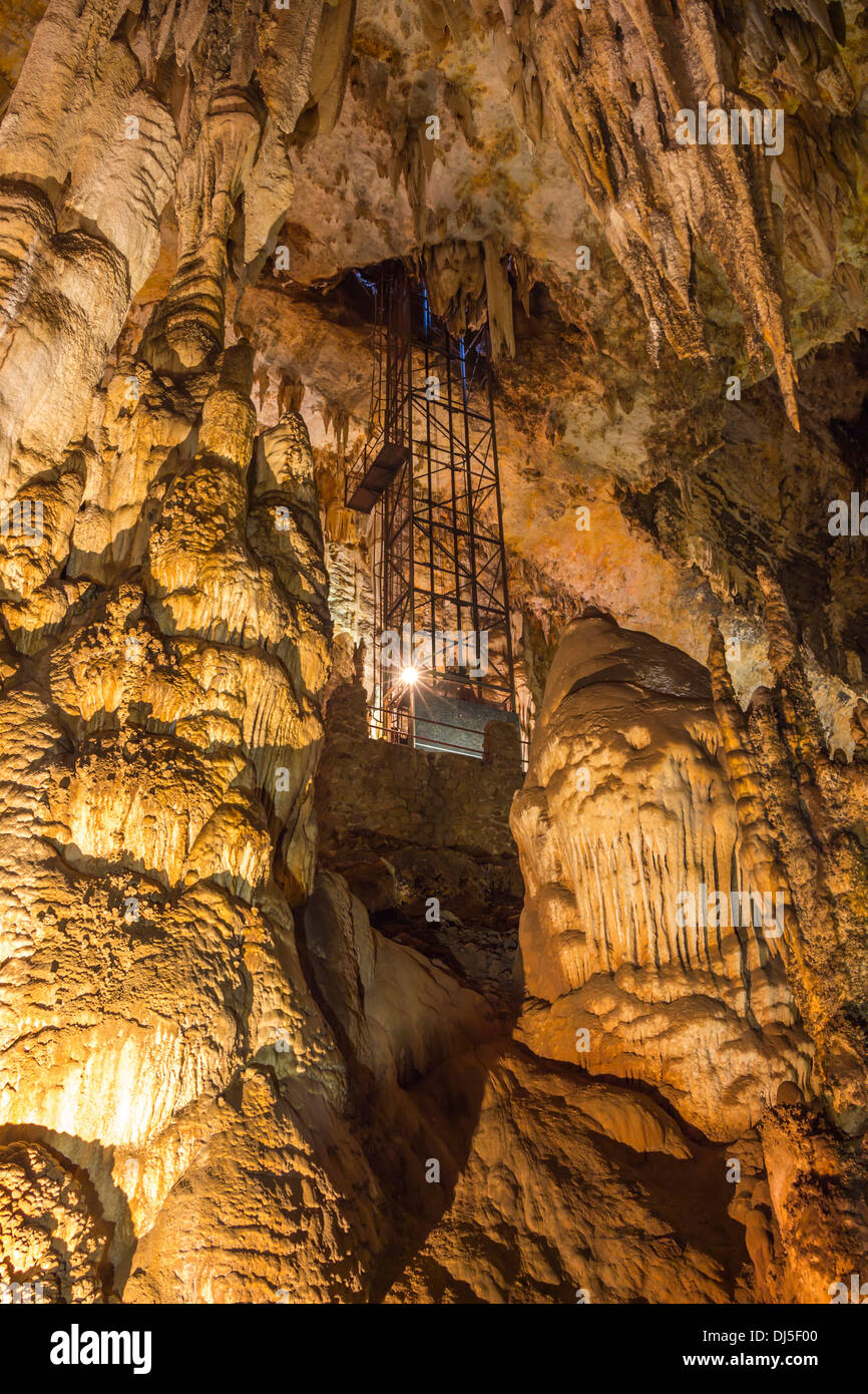 Wonder Cave Interior With Elevator Stock Photo - Alamy