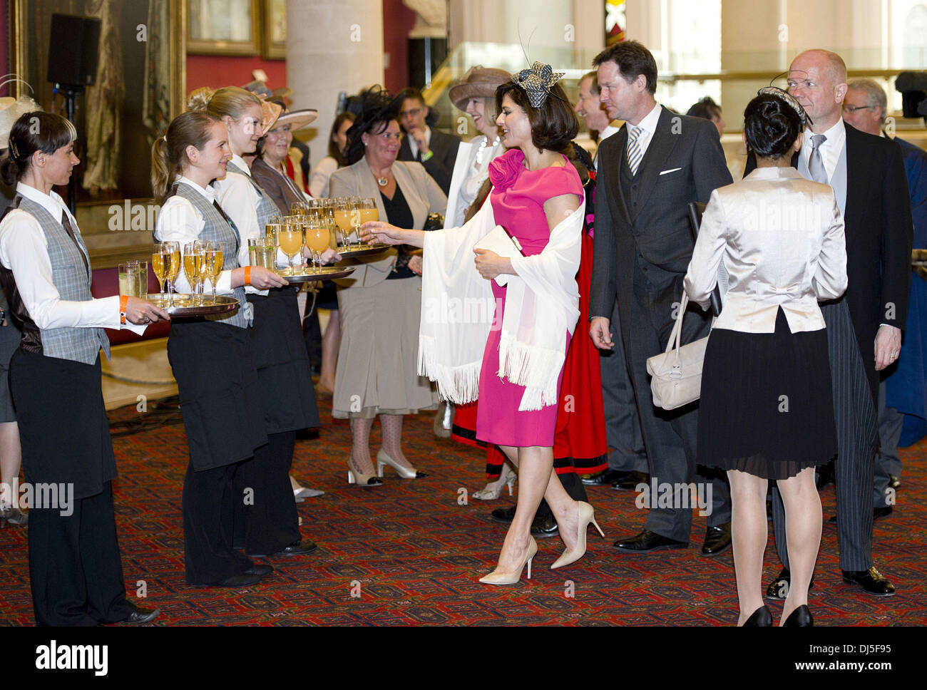 Home Secretary Teresa May, Deputy PM Nick Clegg with his wife Miriam ...