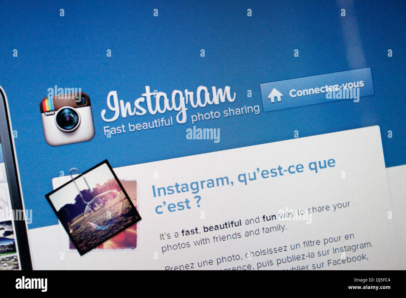 Website of the application Instagram for phone Stock Photo - Alamy