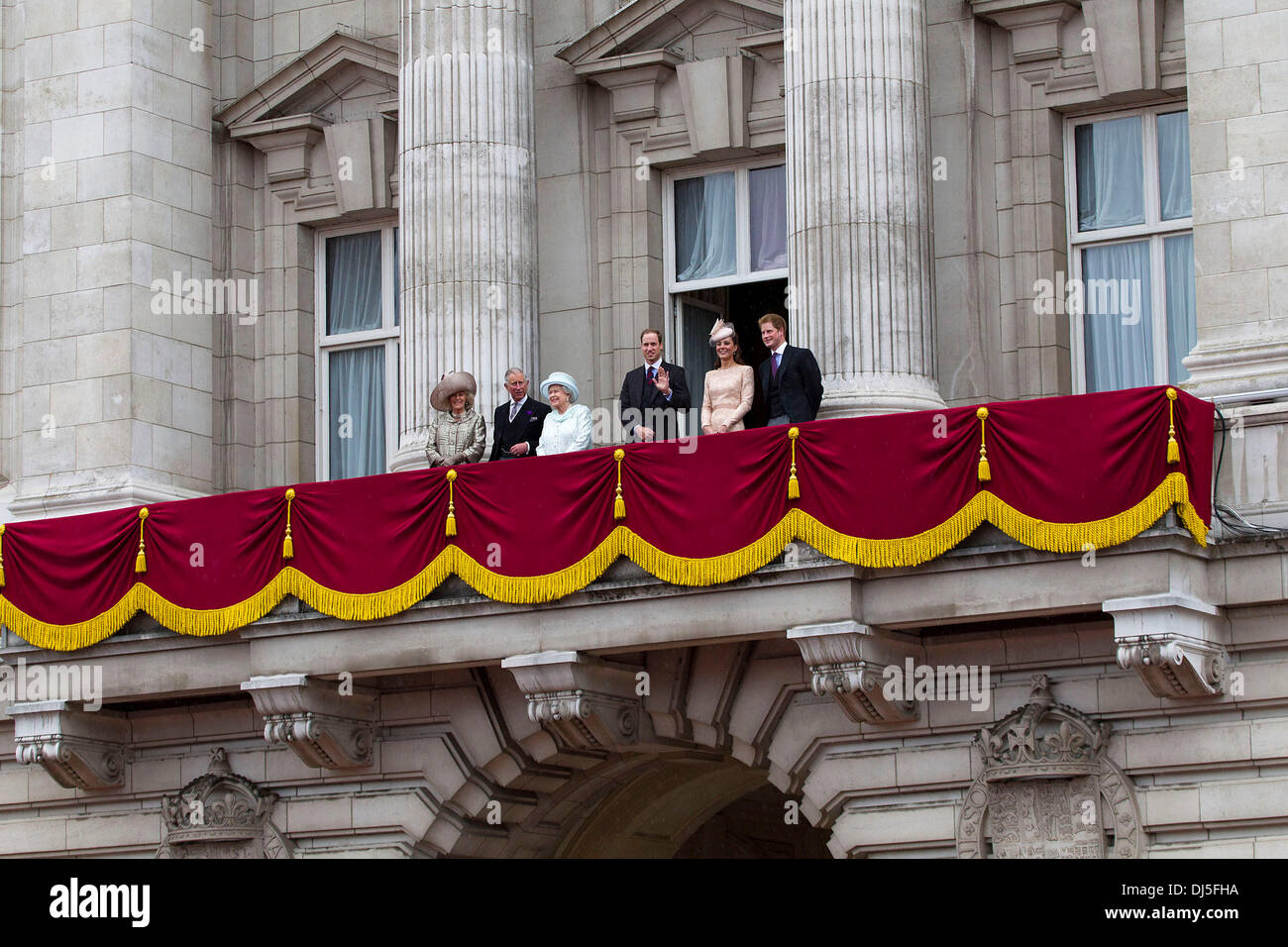 Queen Elizabeth II is joined on the balcony of Buckingham Palace by ...