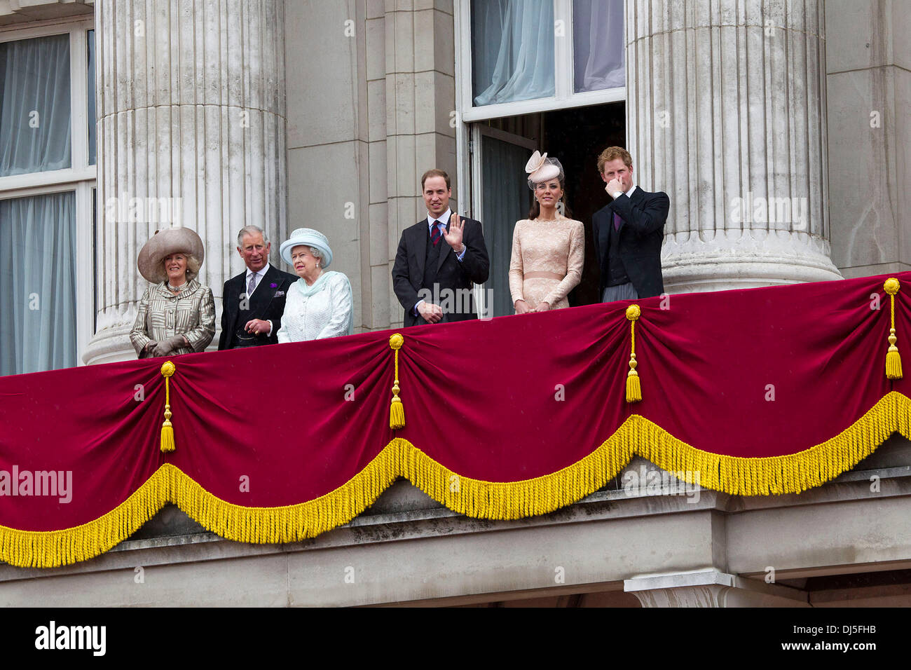 Queen Elizabeth II is joined on the balcony of Buckingham Palace by ...
