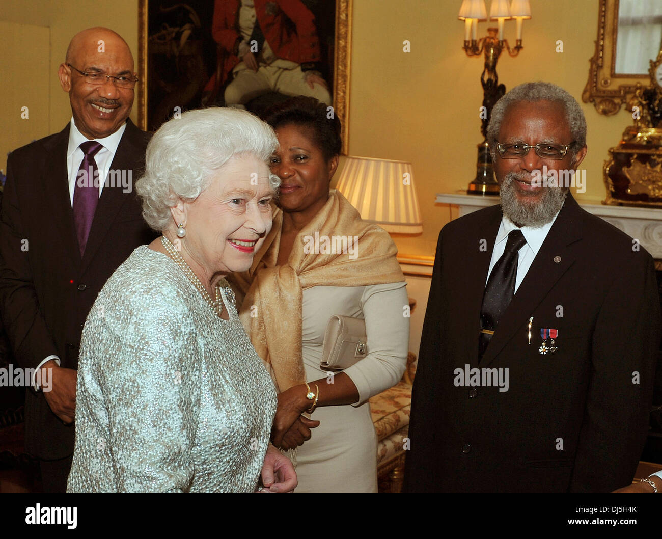 Queen Elizabeth and Sir Colville Young (right) the Governor General of ...