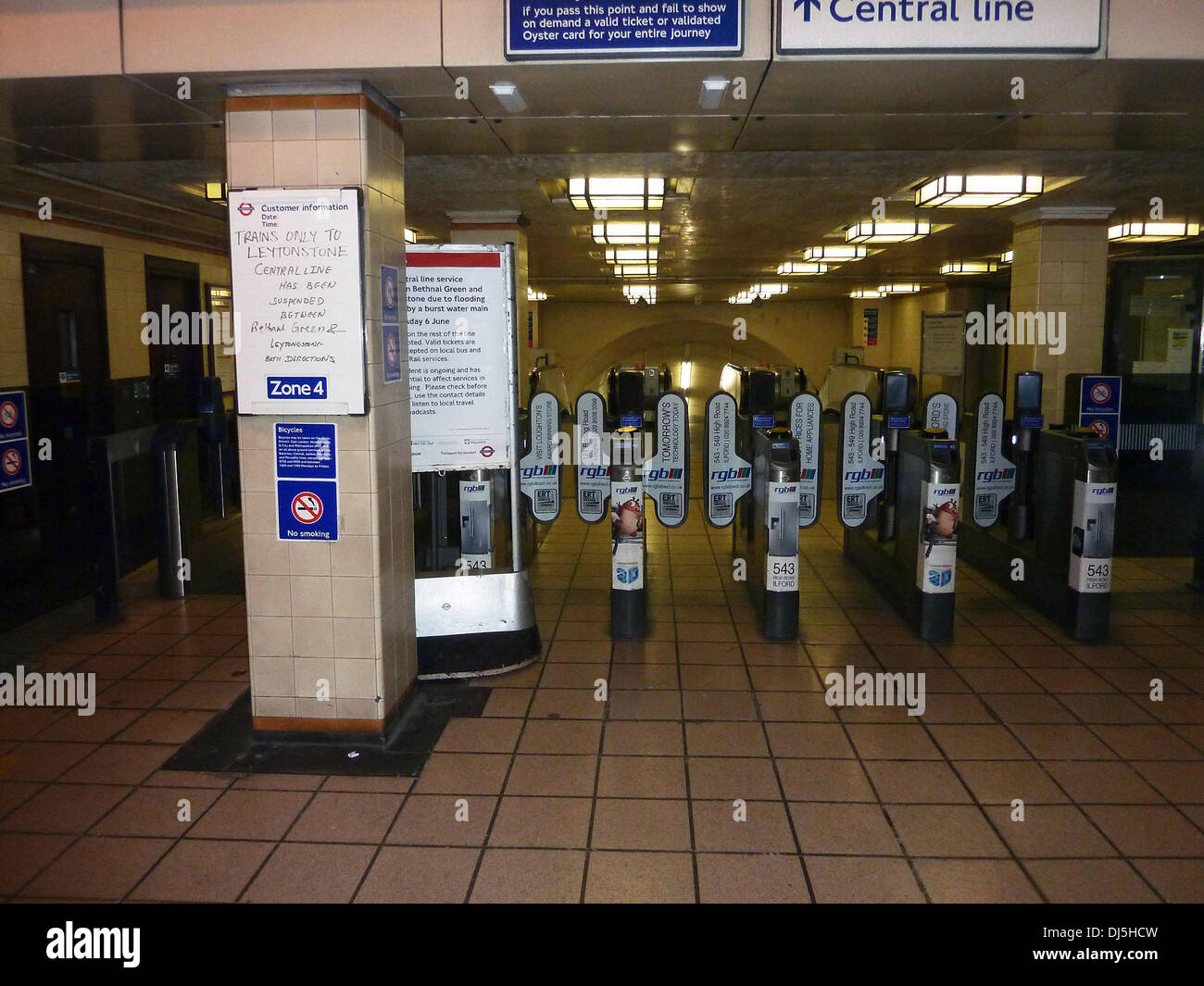 No Central Line on the London Underground between Bethnal Green and ...