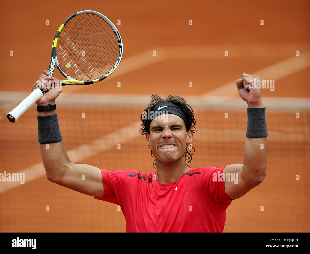 Rafael Nadal during his French Open Quarter-Final match against Nicolas ...