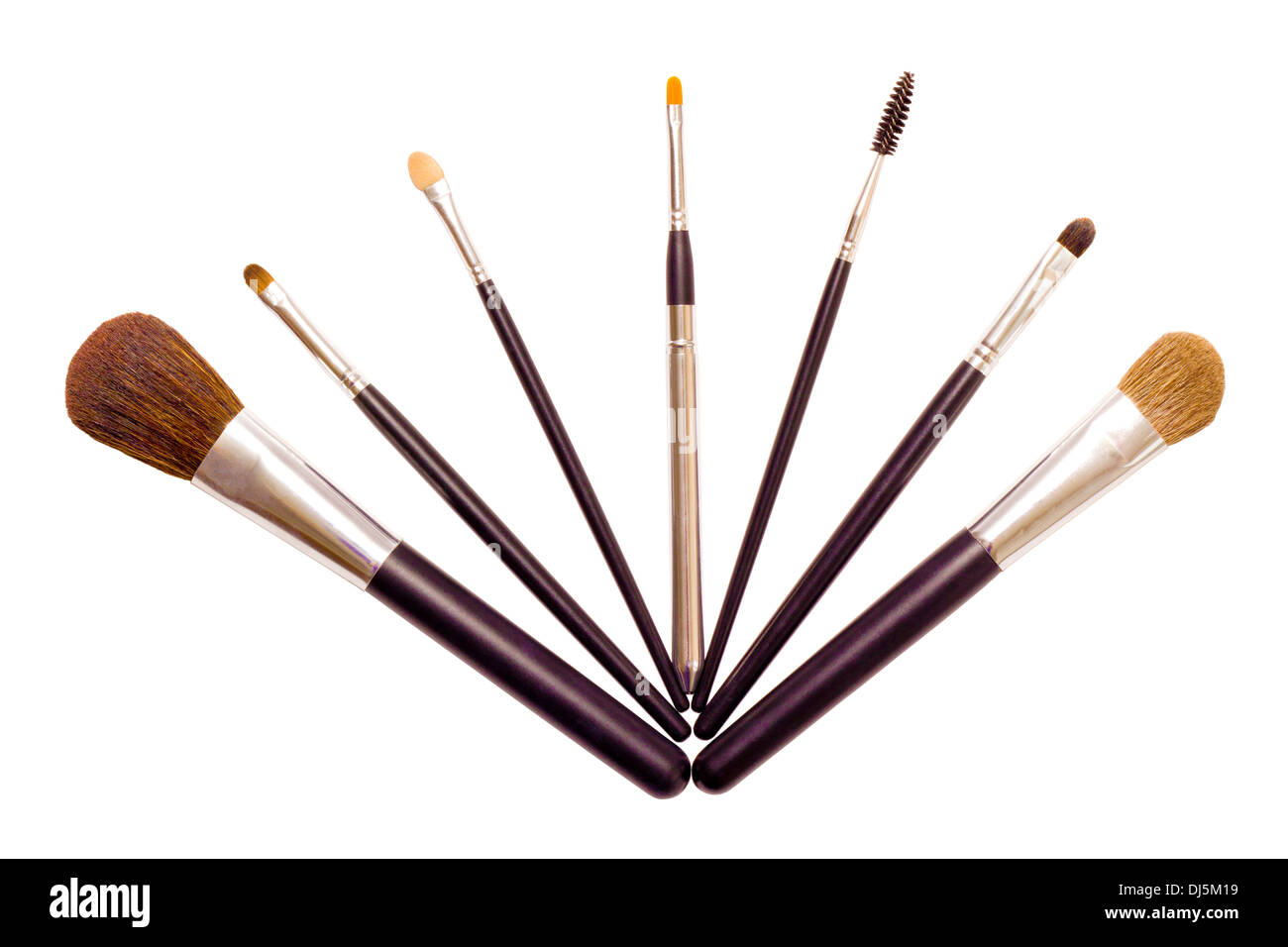 a set of seven brushes for applying makeup Stock Photo - Alamy