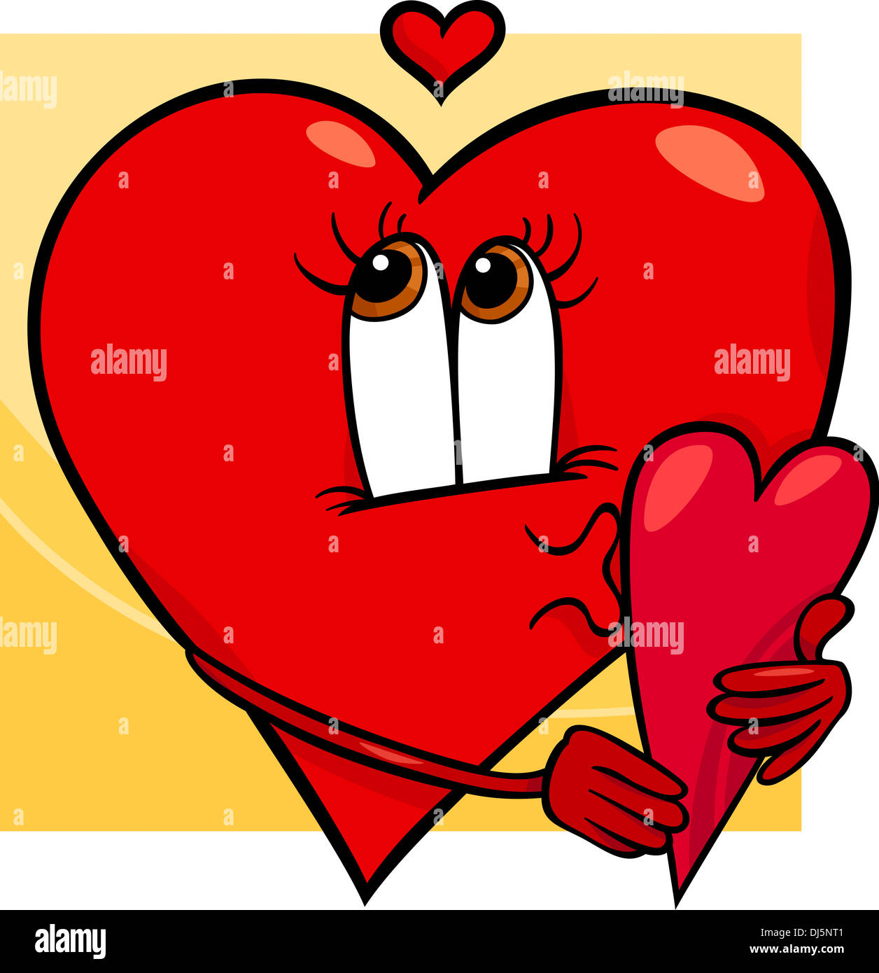 Cartoon Illustration of Happy Female Heart Character in Love with ...