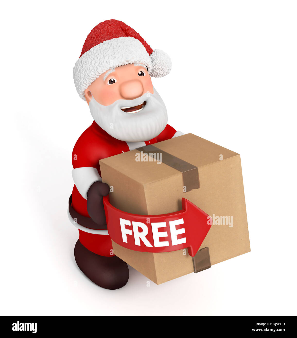 3d Santa Claus with cardboard box Stock Photo - Alamy