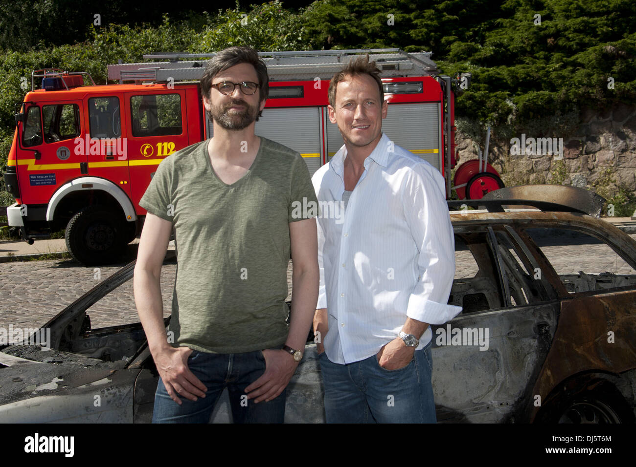 Wotan Wilke Moehring, Sebastian Schipper on the set of German TV crime ...
