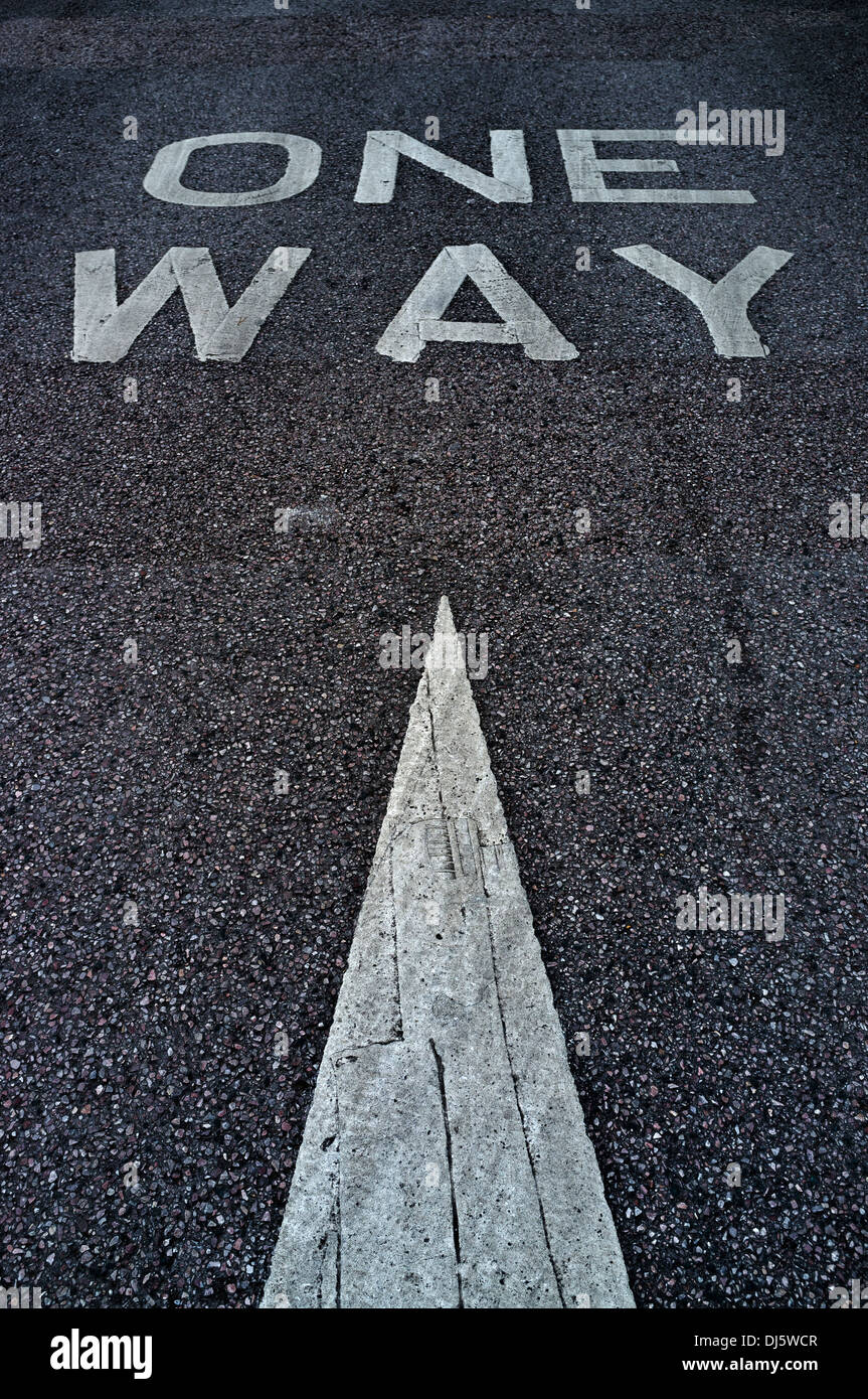British road marking of One Way Stock Photo - Alamy