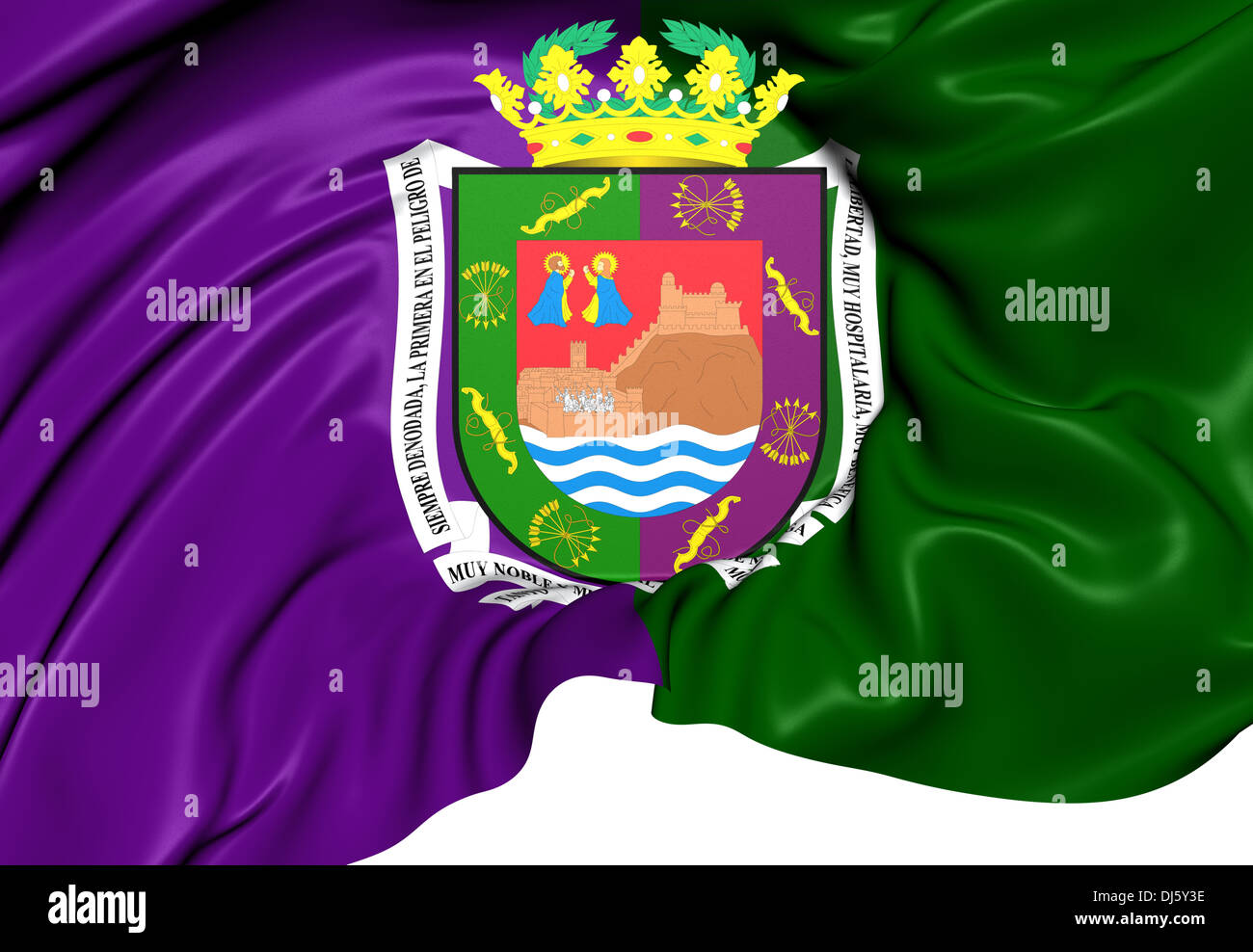 Flag of Malaga City, Spain. Close Up Stock Photo - Alamy