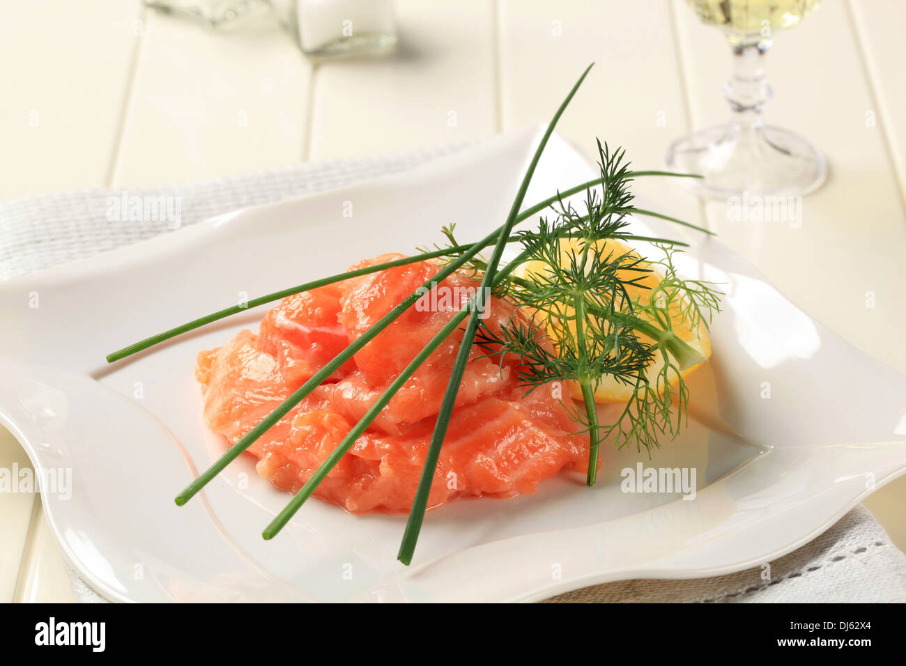Gravlax (cured salmon) with lemon and dill Stock Photo - Alamy
