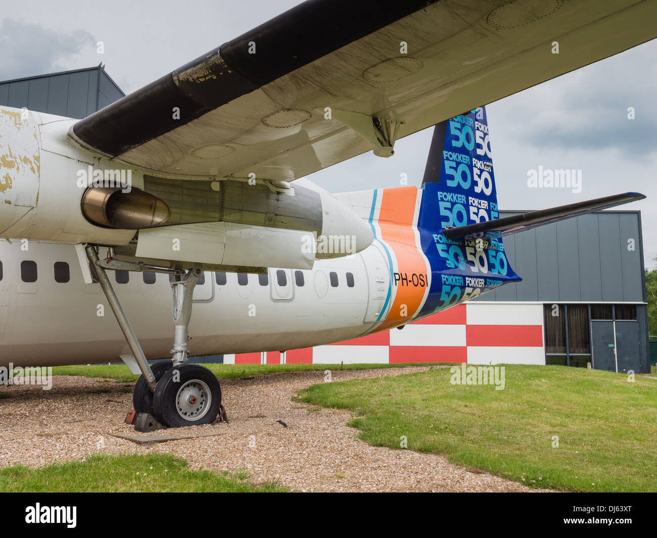 Fokker 50 airplane on display in the permanent exhibition at Lelystad ...