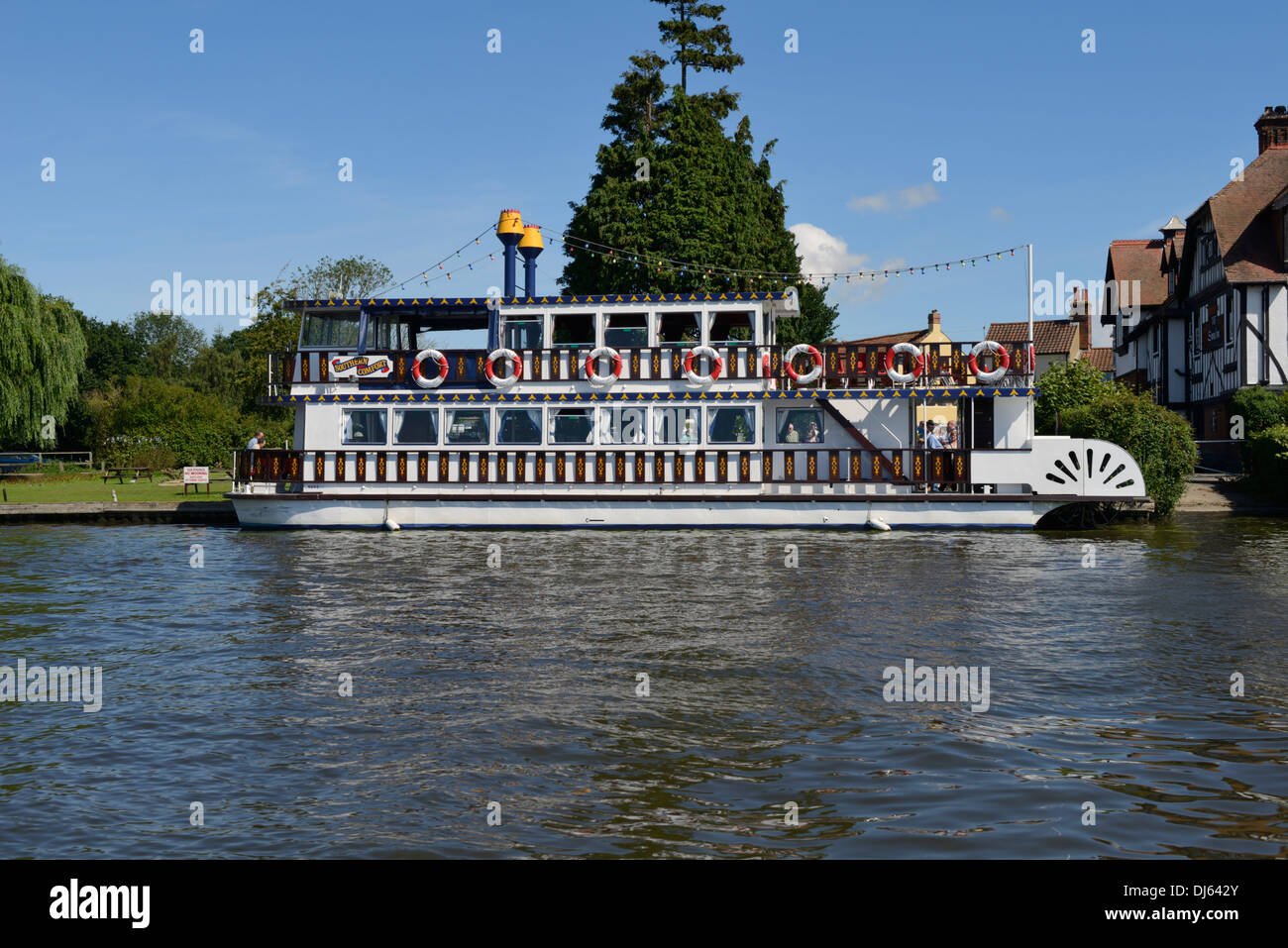 Passenger trip boat, river Bure, Horning, Norfolk, England, United ...