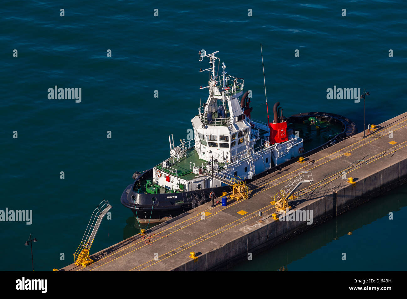 Harbor port tugs pilot assist boat vessels for ships a air flying birds ...