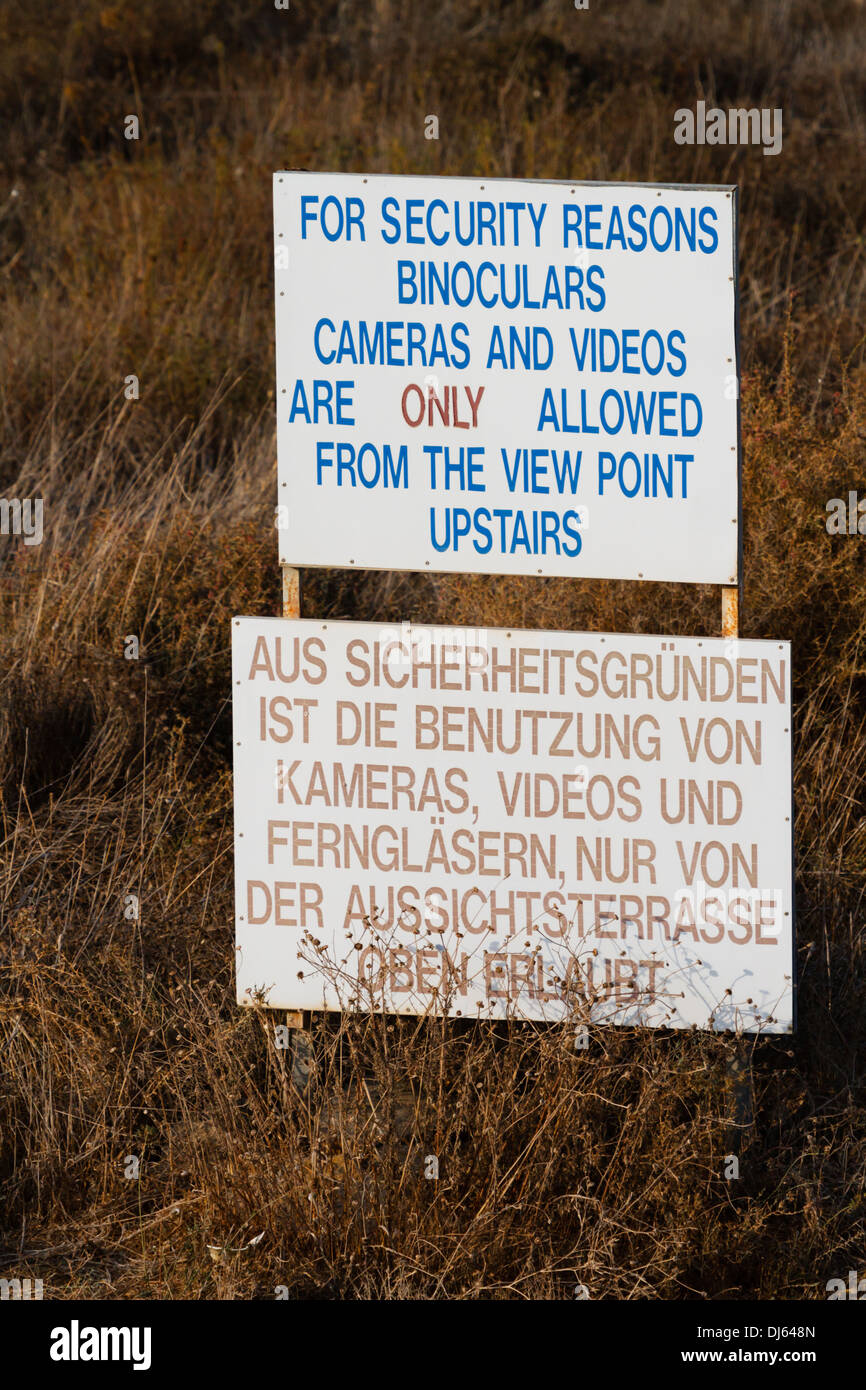 Warning signs at the Green Line looking into Turkish Occupied land at ...