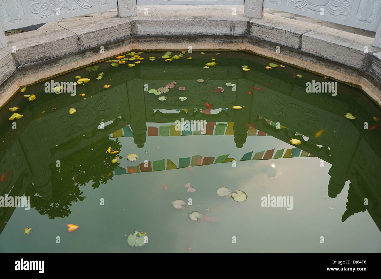 Reflection in a pond at a Chinese temple, Xi'an, China Stock Photo - Alamy