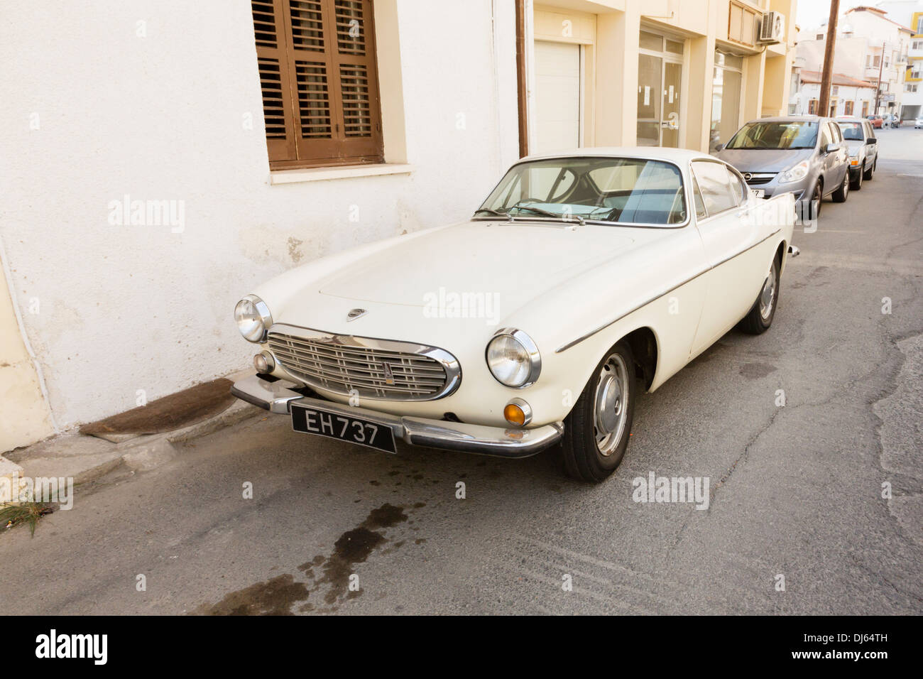 Volvo P1800 classic car parked in the street. Larnaca, Cyprus Stock ...