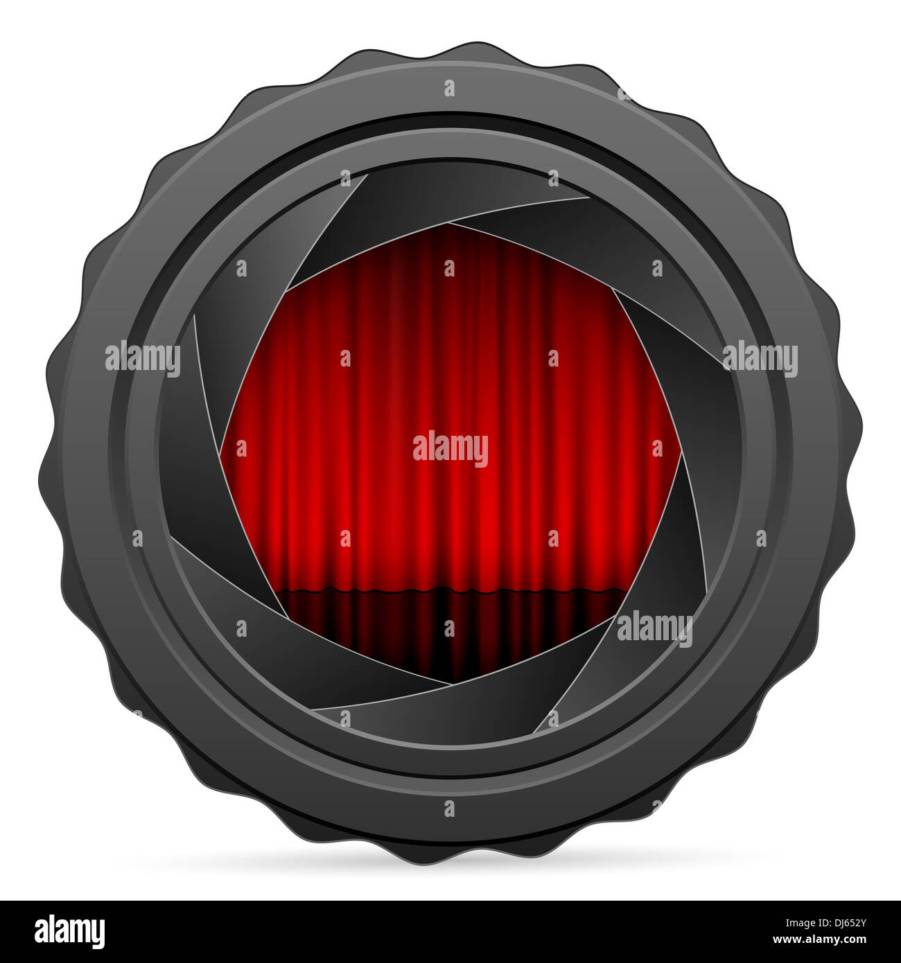 Camera shutter with curtain on white background. Vector illustration ...