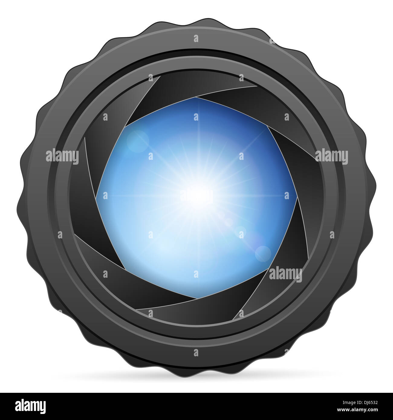 Camera shutter with sunspot on white background. Vector illustration ...