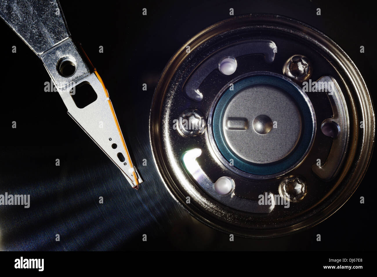Open computer hard drive top view Stock Photo - Alamy