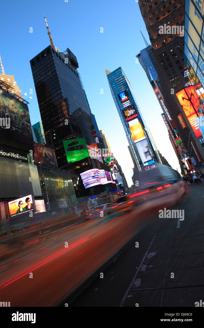 Car tracks in Time Square, New York City, USA Stock Photo - Alamy
