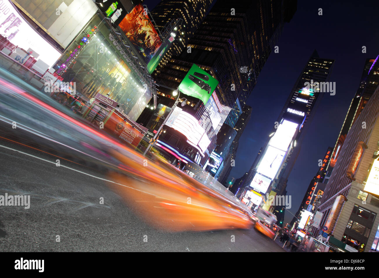 Car tracks in Time Square, New York City, USA Stock Photo - Alamy