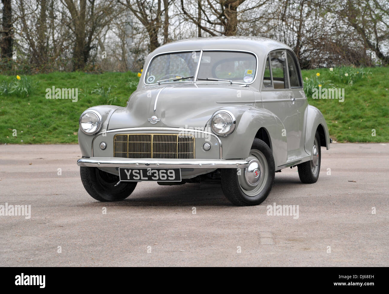 Early Morris Minor small British classic car Stock Photo - Alamy