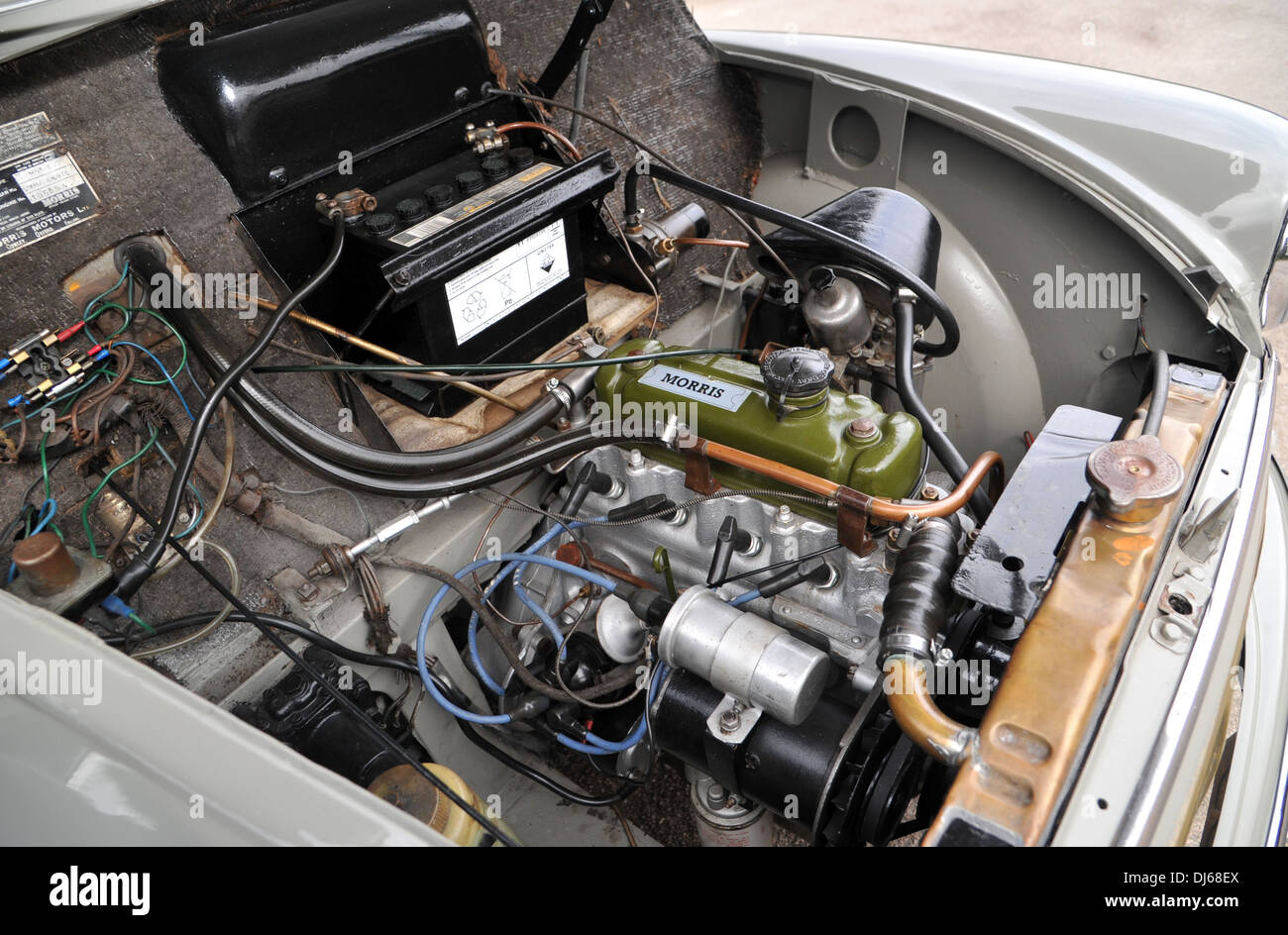 Early Morris Minor small British classic car Stock Photo - Alamy