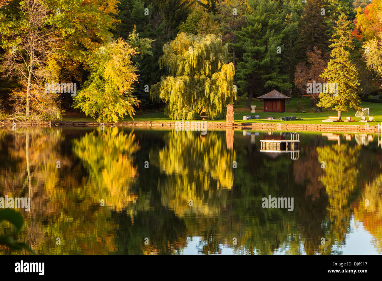 Beautiful lake reflection in Quebec-Canada Stock Photo - Alamy