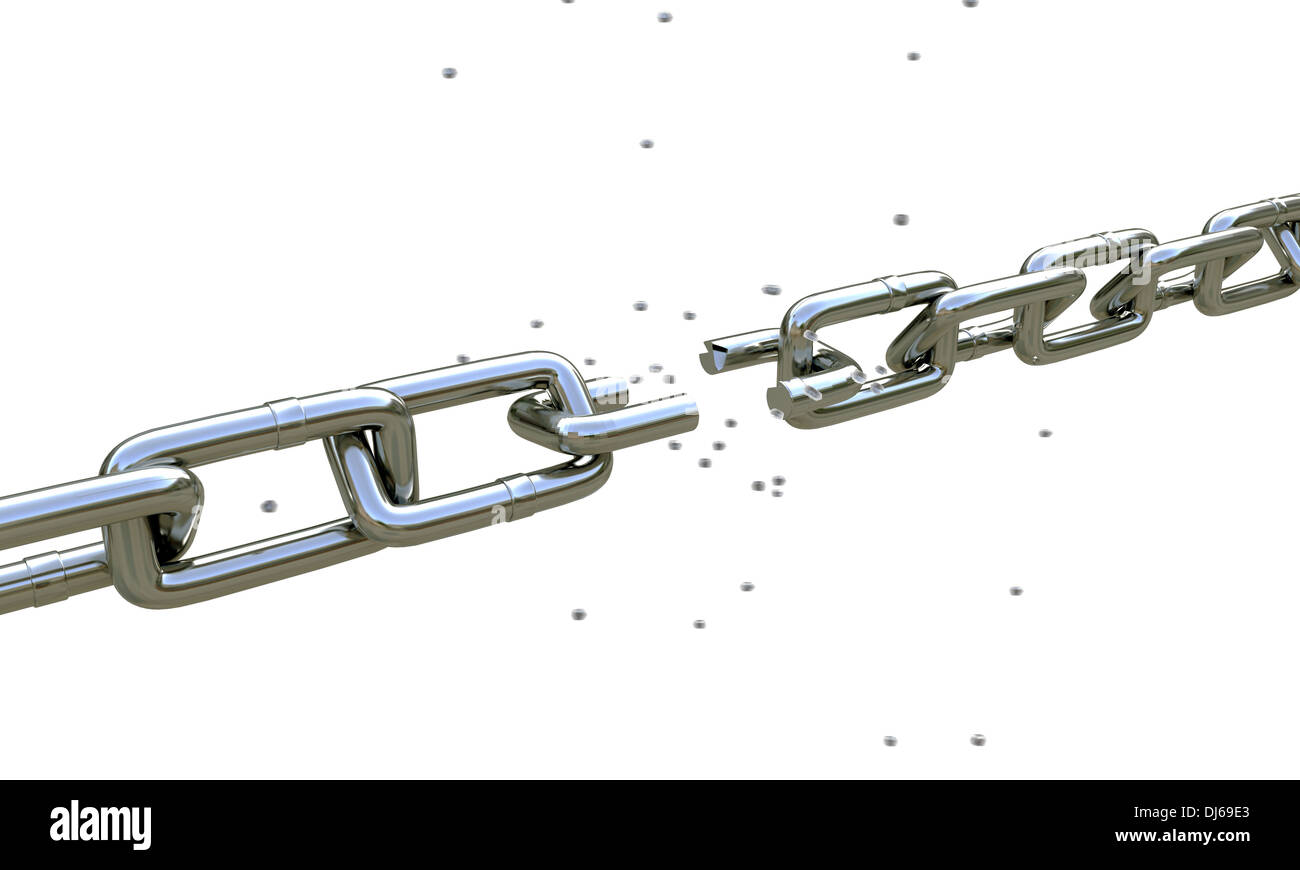broken chain isolated on white background Stock Photo - Alamy