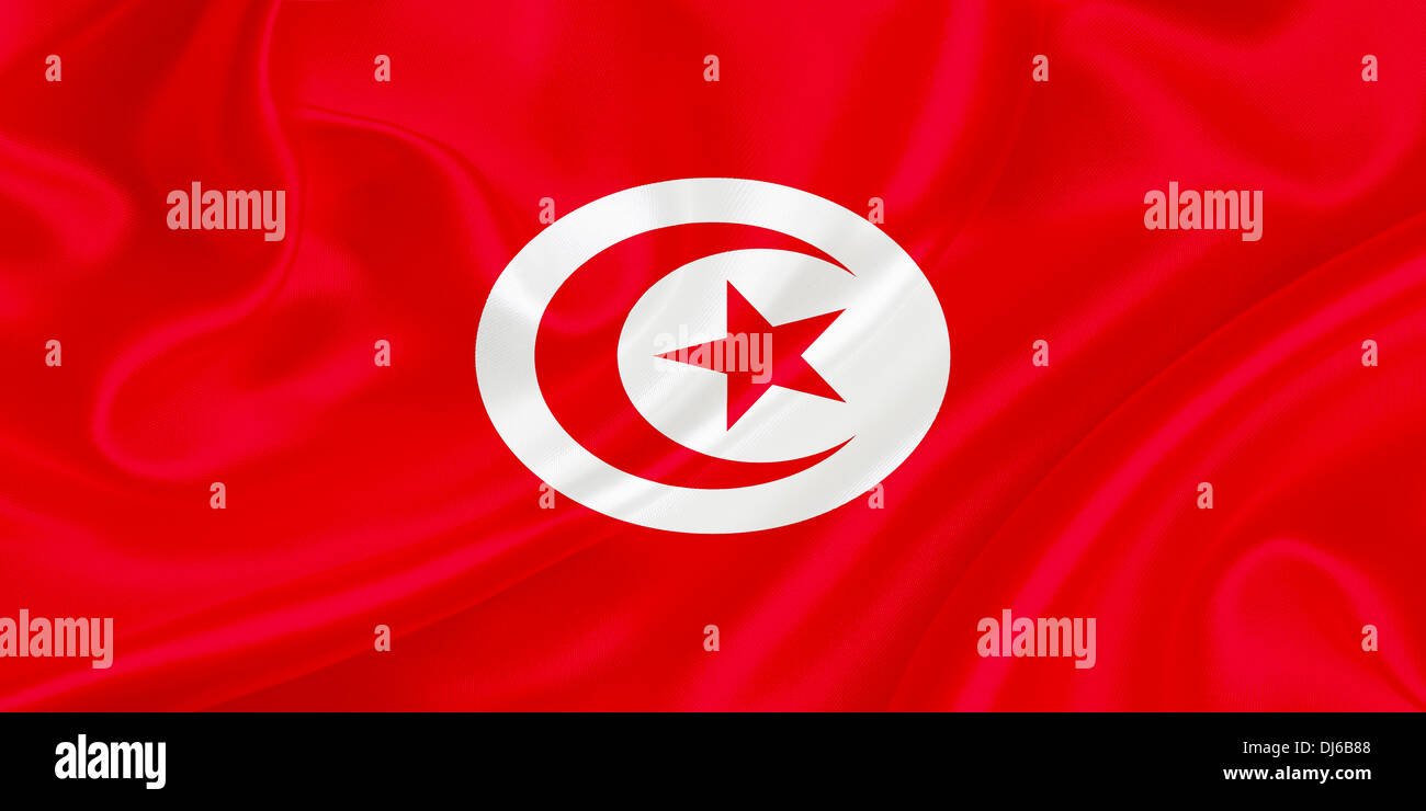 Flag of Tunisia waving in the wind Stock Photo - Alamy