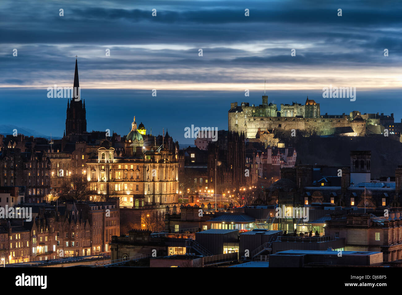 Edinburgh skyline just after sunset Stock Photo - Alamy