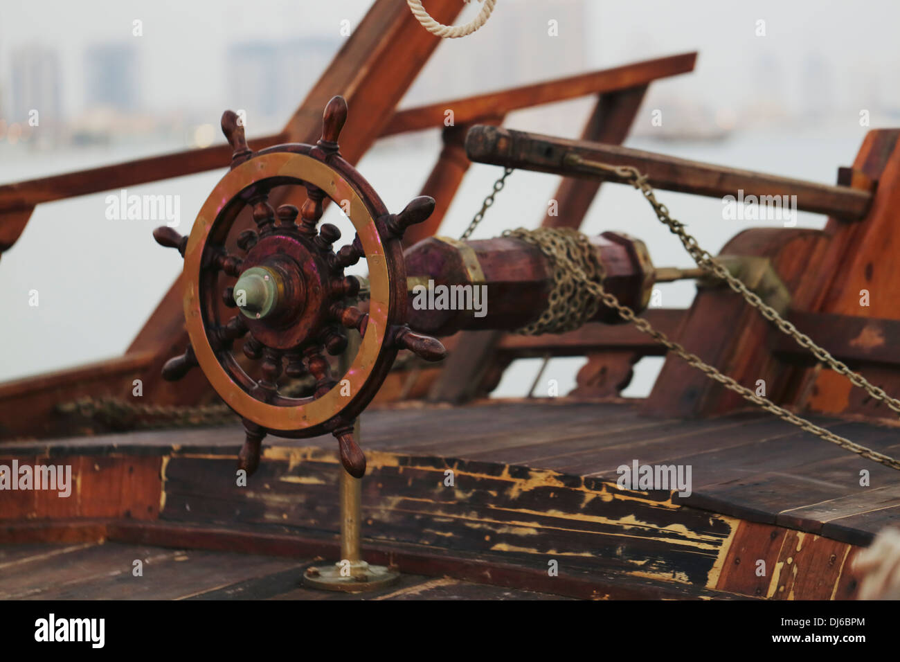 The wheel of a traditional sailing dhow Stock Photo - Alamy