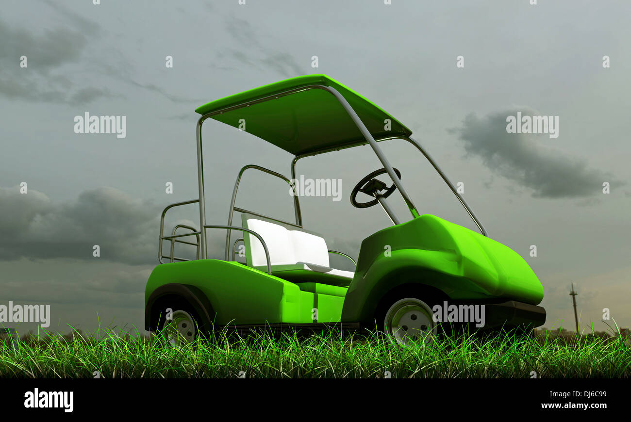 golf cart on green grass Stock Photo - Alamy