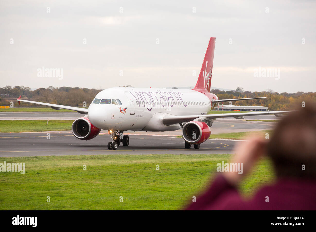 A Virgin Atlantic plane at Manchester Airport, UK Stock Photo - Alamy