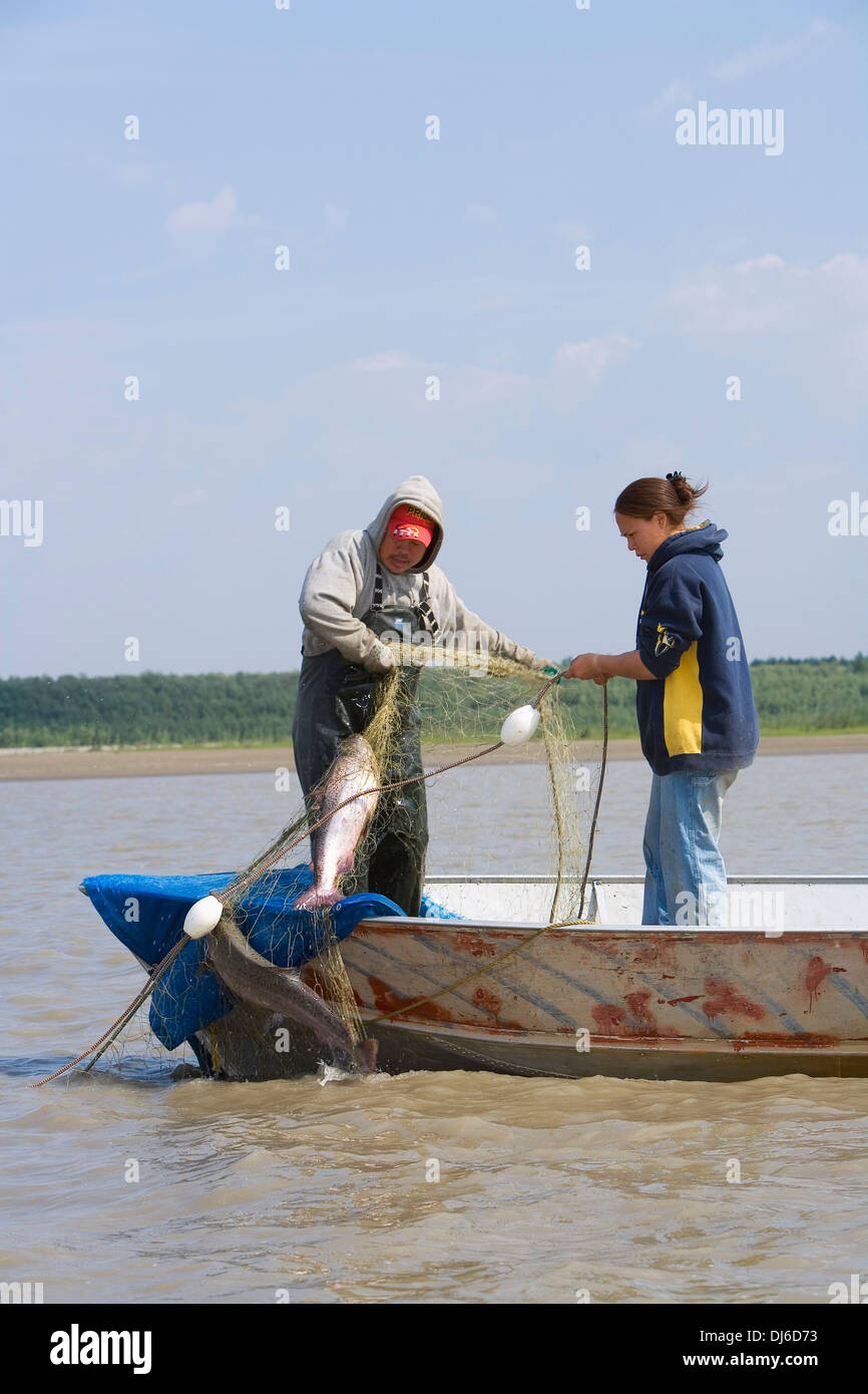 Native Yupik Eskimo Father & Daughter Subsistence Drift Netting For ...