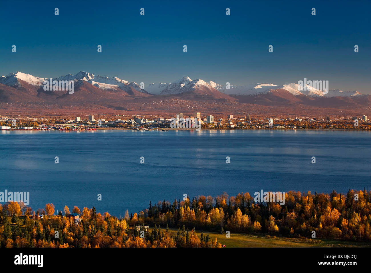 Aerial View Of Anchorage, Looking To The South With The Chugach ...