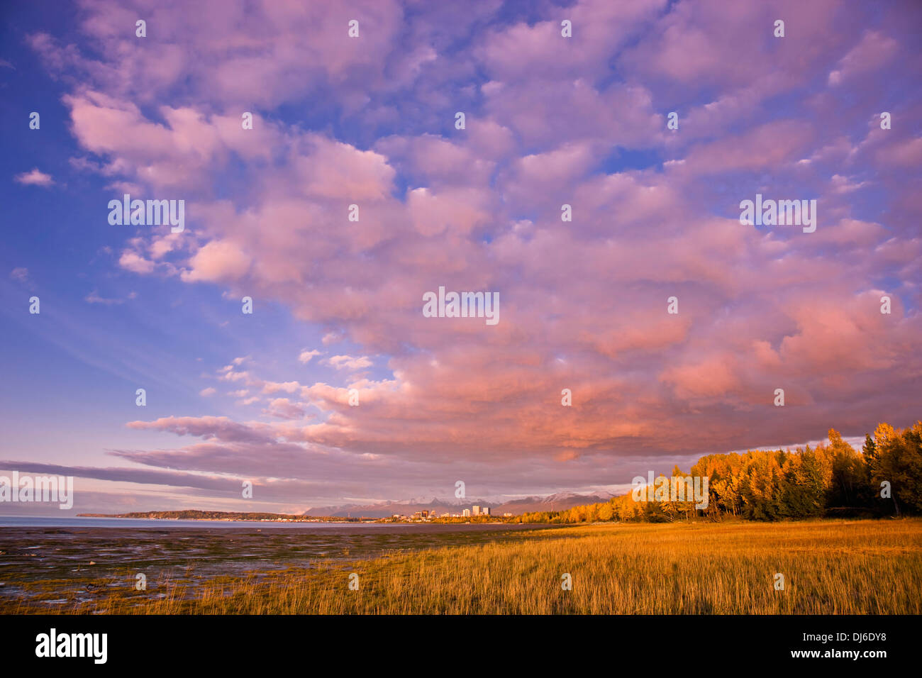 Sunset view downtown anchorage seen hi-res stock photography and images ...