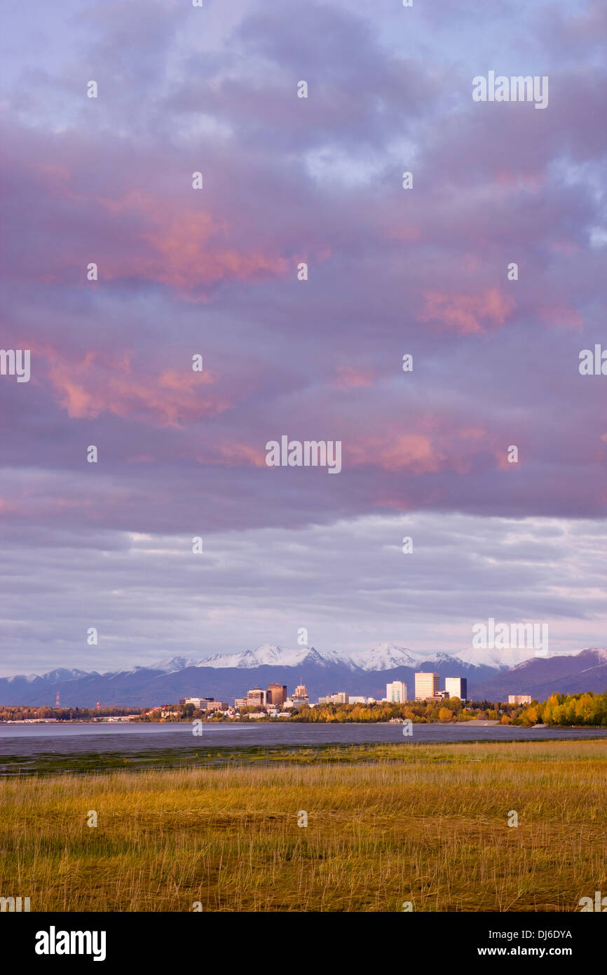 Sunset View Of Downtown Anchorage As Seen From The Tony Knowles Coastal ...