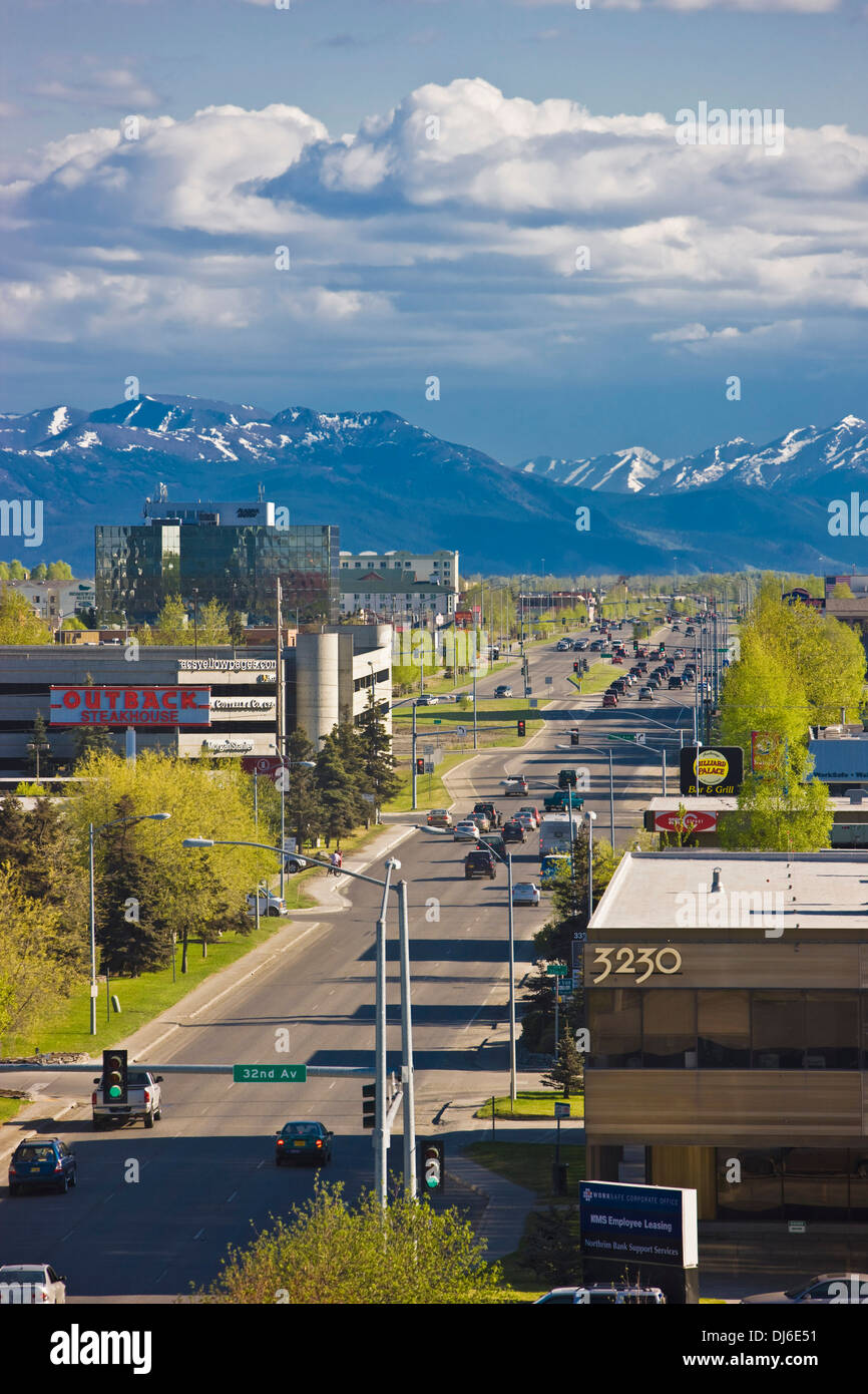 Highrise Office Buildings In Midtown Anchorage And Traffic Heading ...