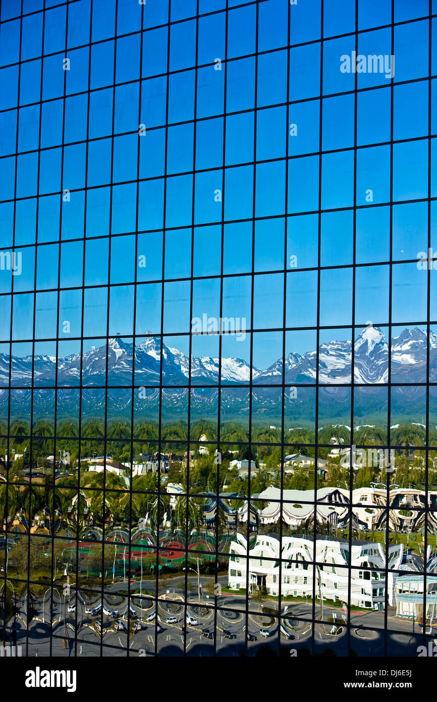 Downtown Anchorage Skyline And Chugach Mountains Reflected In The Glass ...