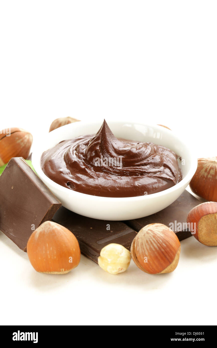 sweet chocolate hazelnut spread with whole nuts Stock Photo - Alamy