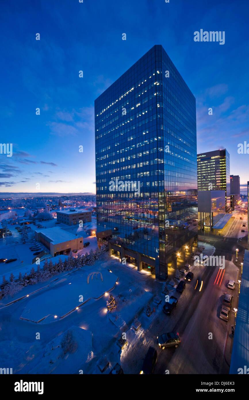 Rooftop View Of The Anchorage Skyline With The Atwood Tower In The ...