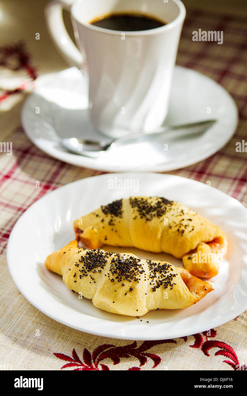 French breakfast with croissant and coffee Stock Photo - Alamy
