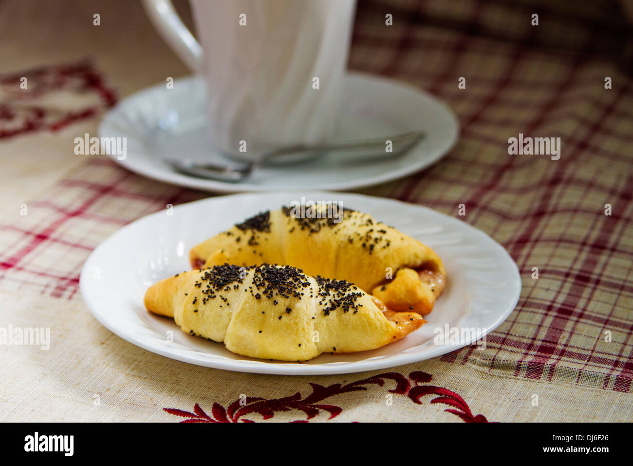 French breakfast with croissant and coffee Stock Photo - Alamy