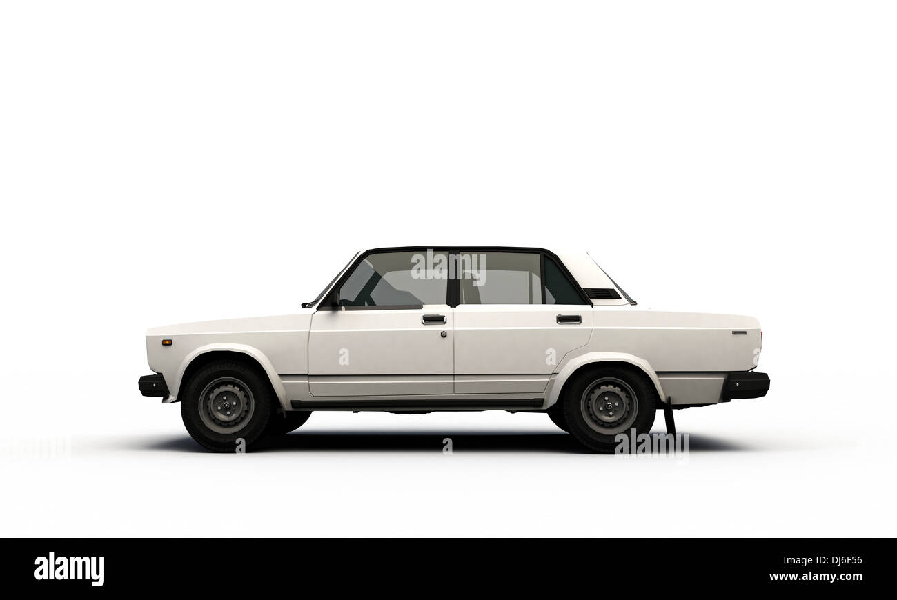 old car profile isolated on white background Stock Photo - Alamy