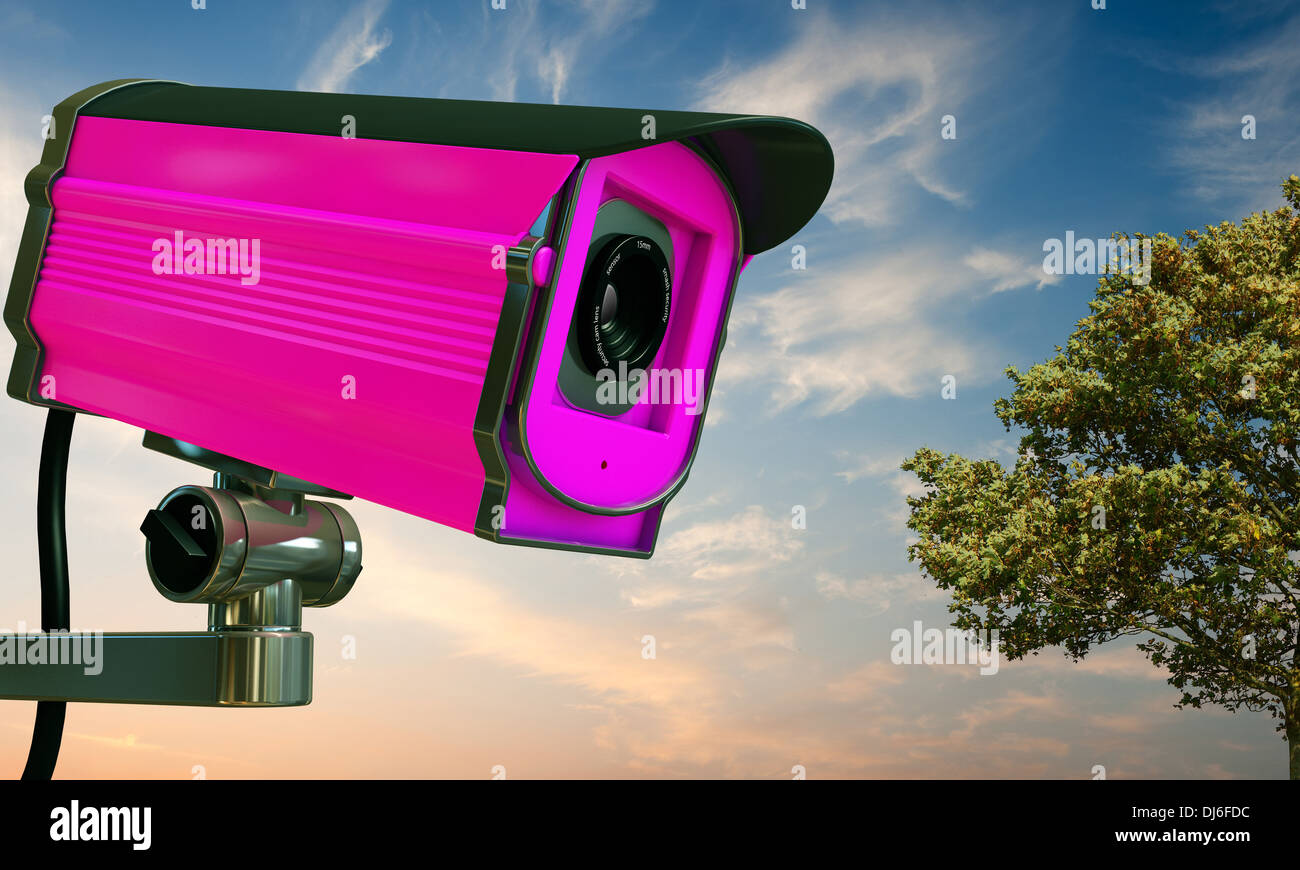 illustration of a pink security camera Stock Photo - Alamy