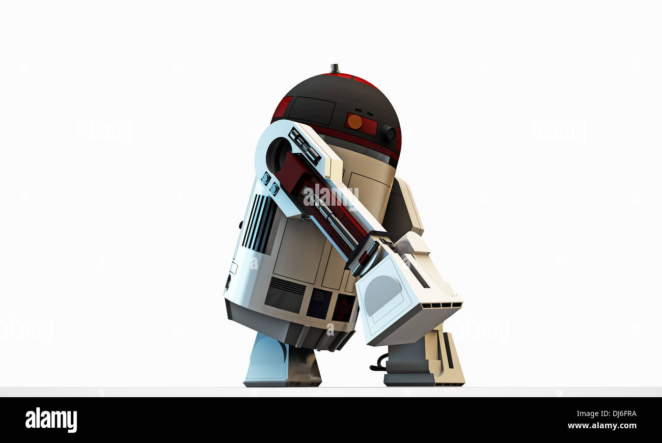 robot walking isolated on white background Stock Photo - Alamy