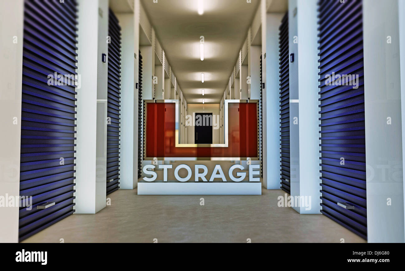 illustration of a self storage interior Stock Photo - Alamy